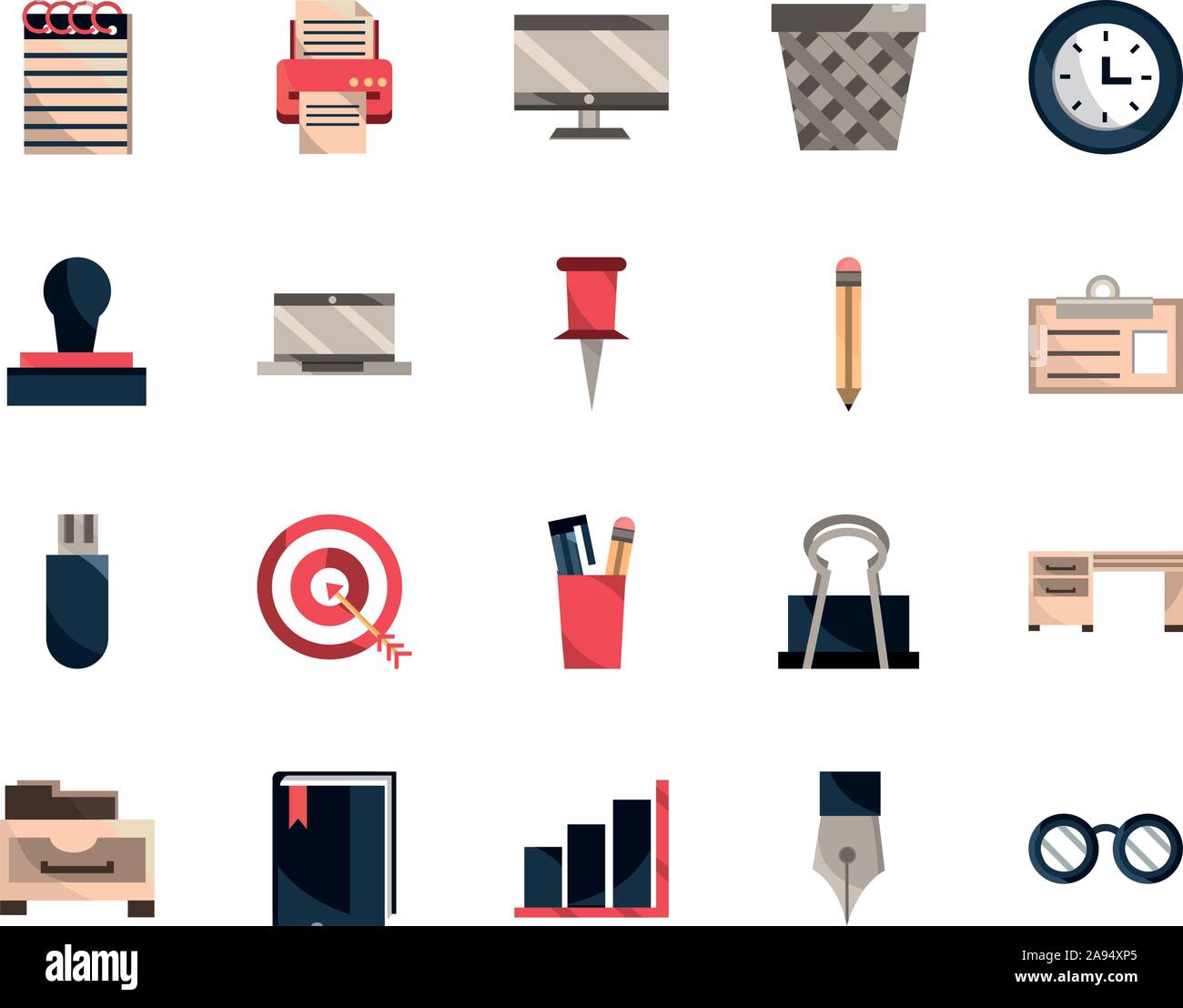 office work business equipment icons set vector illustration Stock ...