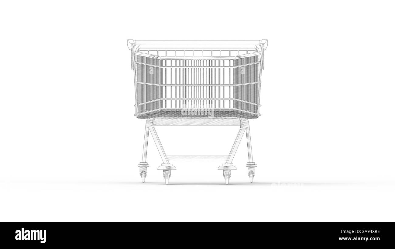 3d rendering of a shopping cart isolated in studio background Stock ...