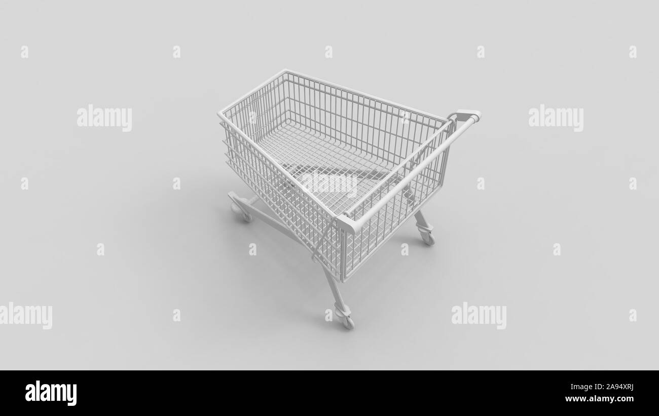 3d rendering of a shopping cart isolated in studio background Stock ...