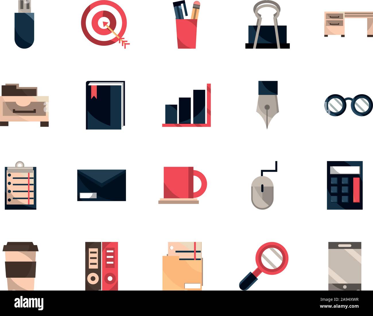 office work business equipment icons set vector illustration Stock ...