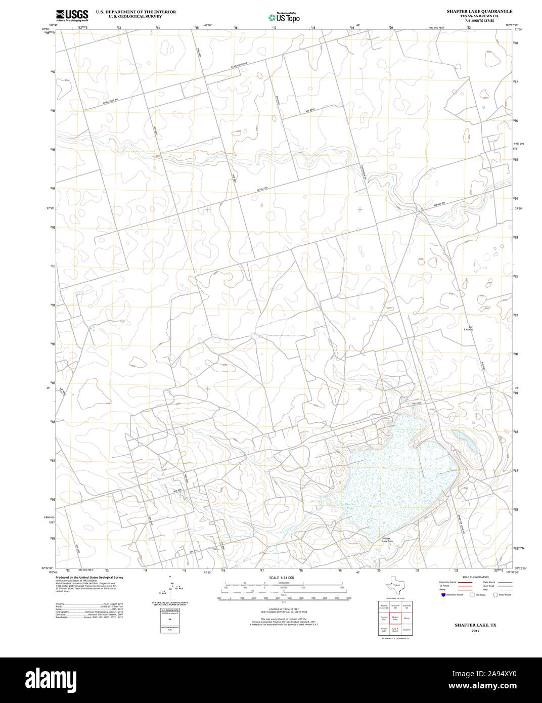 USGS TOPO Map Texas TX Shafter Lake 20121105 TM Restoration Stock Photo ...