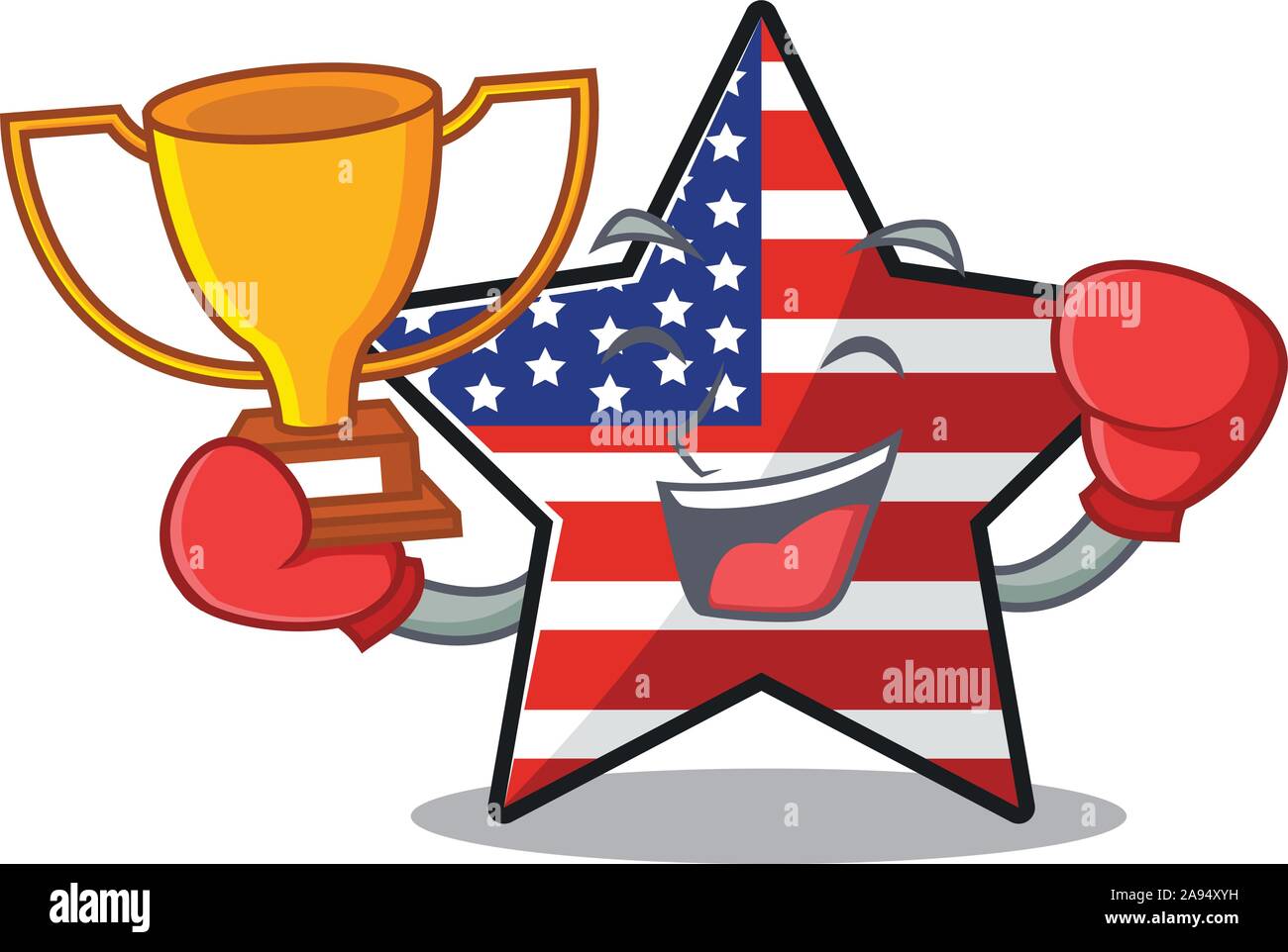 Cute usa star boxing winner cartoon design character Stock Vector Image ...