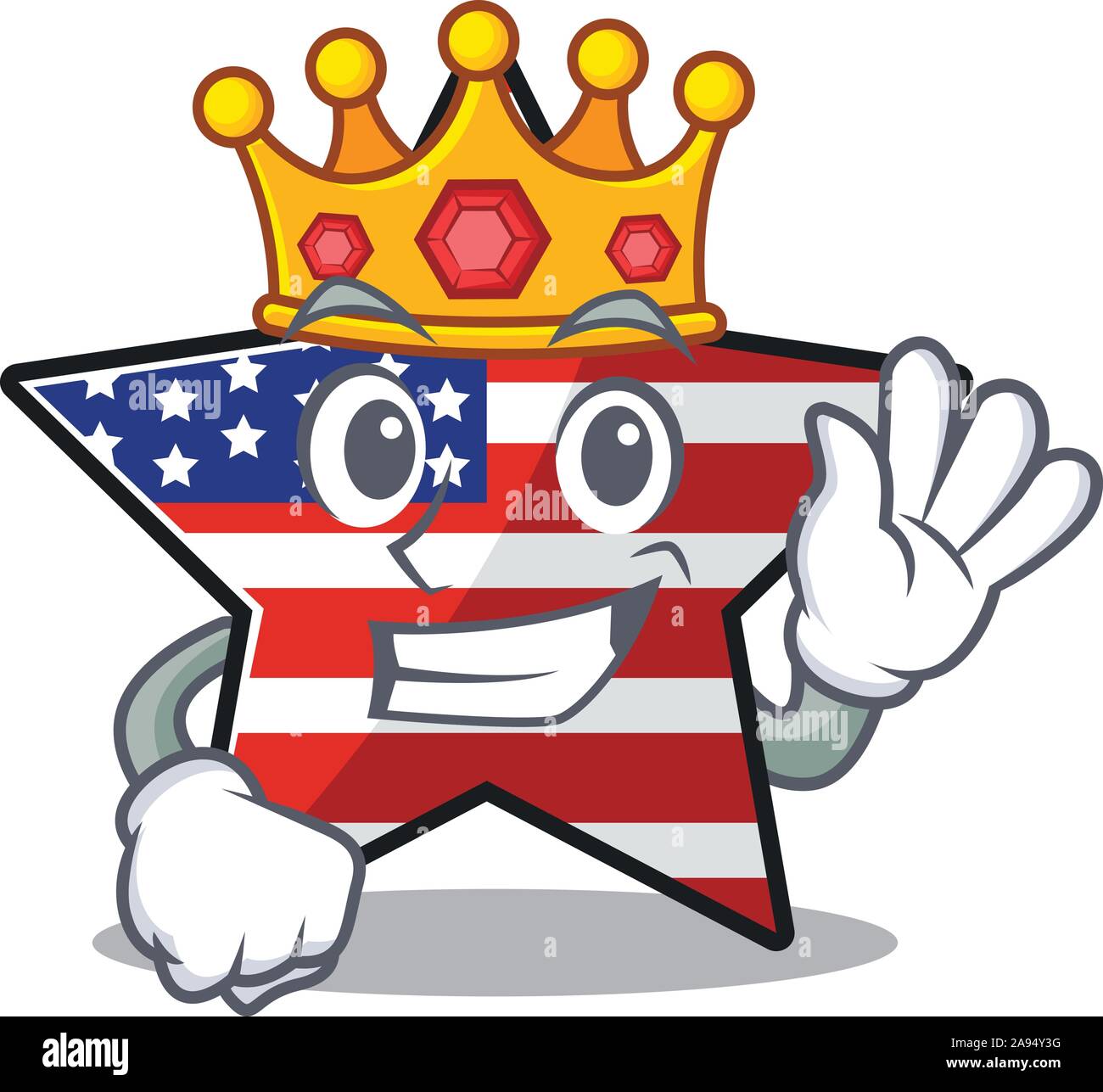 Cute usa star king cartoon design character Stock Vector Image & Art ...