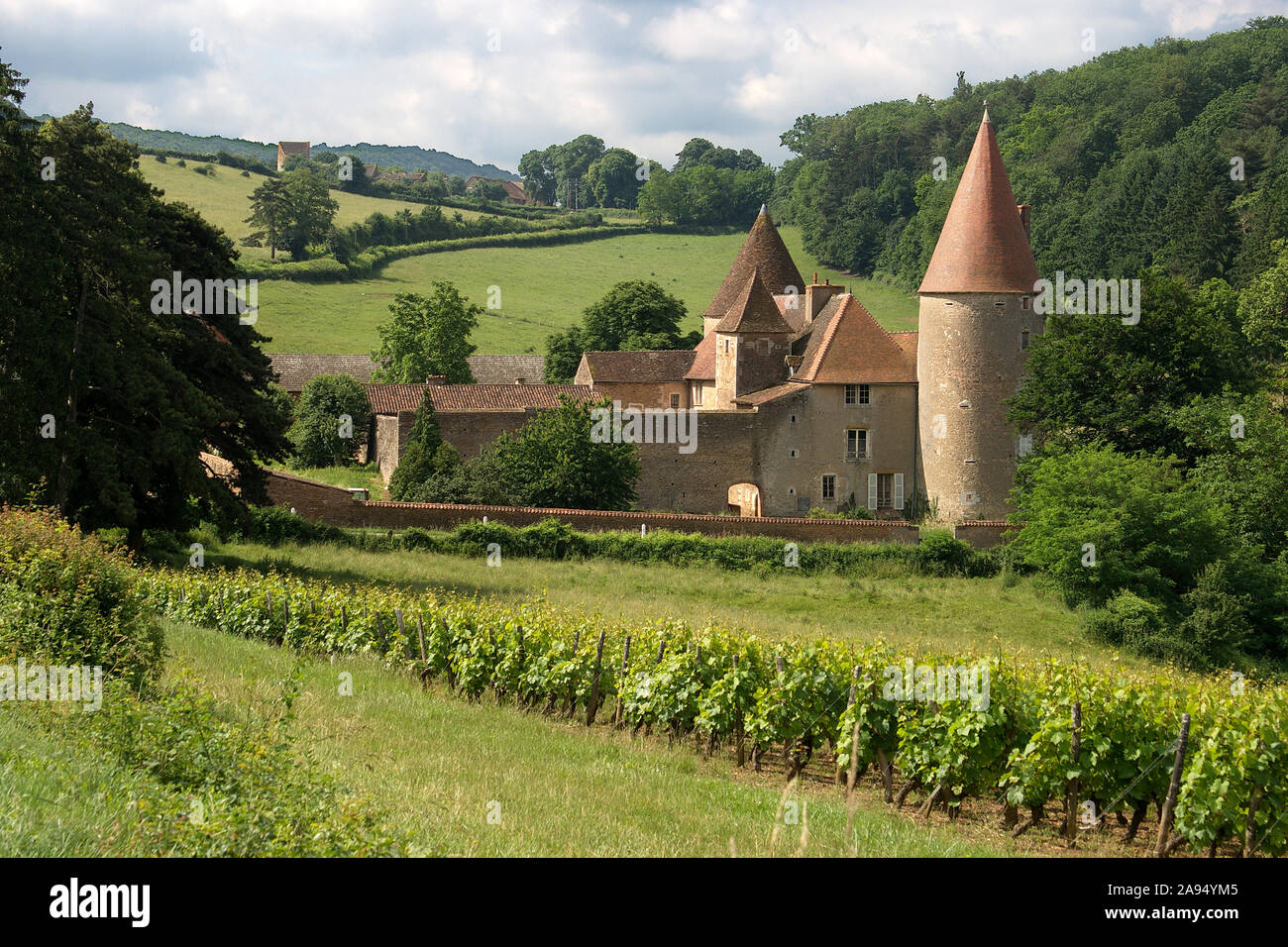 A castle turned into a farmhouse in the countryside of Burgundy ...