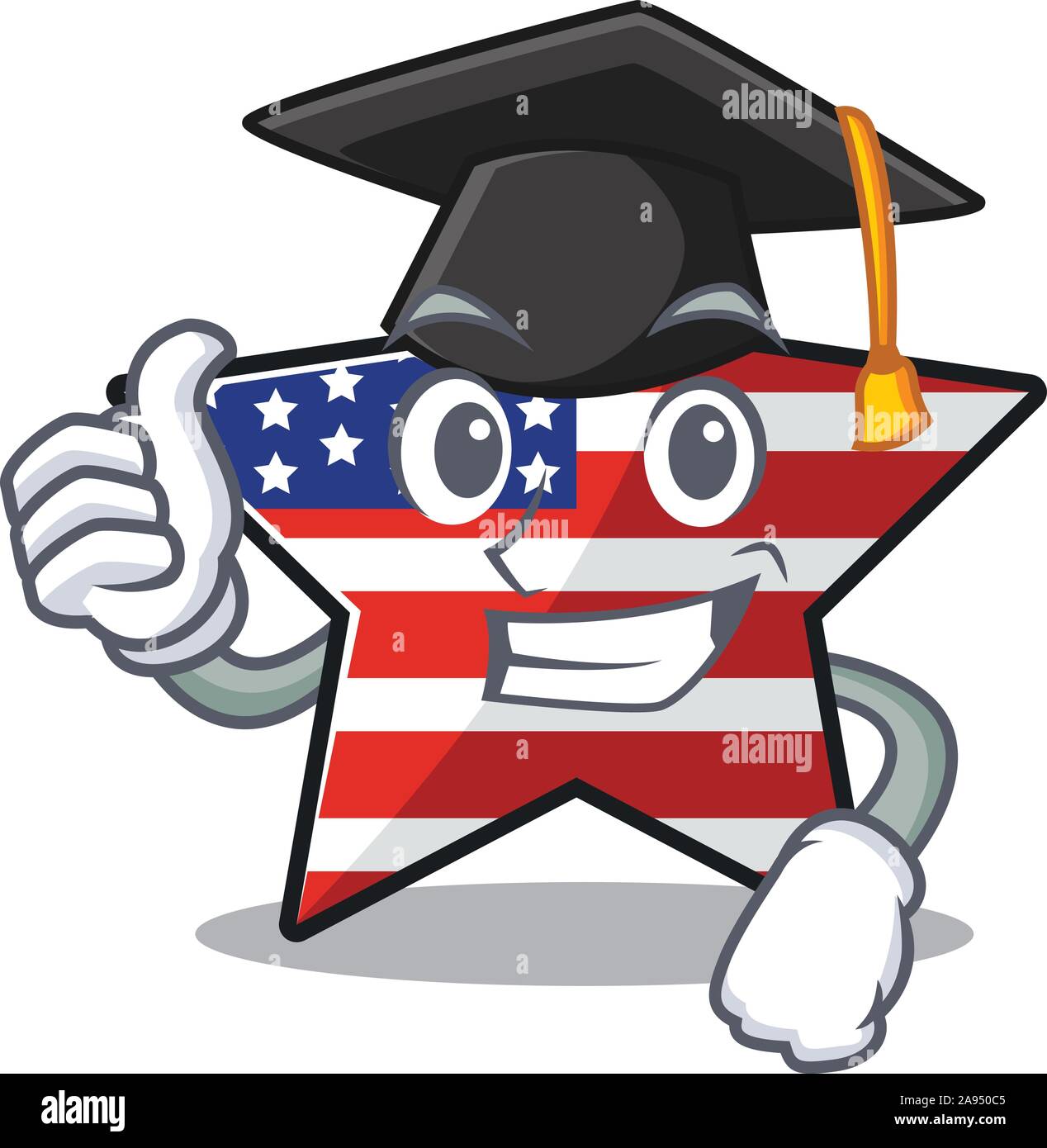 usa star cartoon graduation hat above character table Stock Vector ...