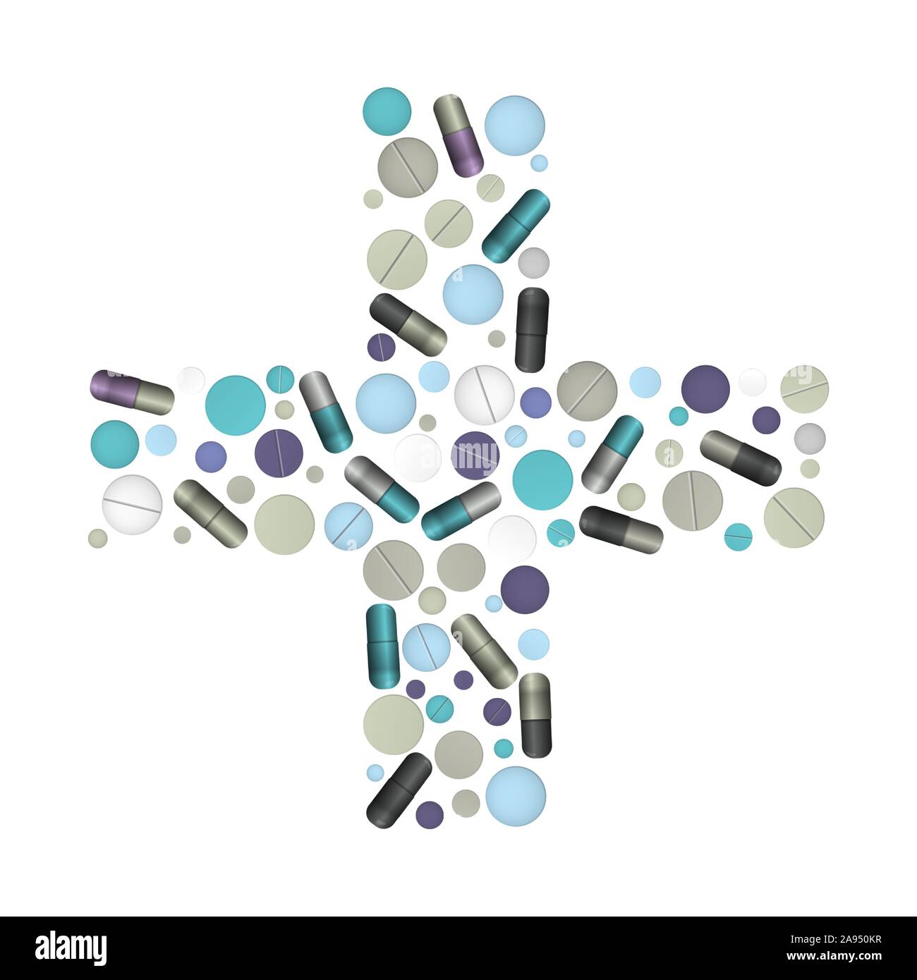Cross shape with pills. Medical design. Vector illustration Stock ...