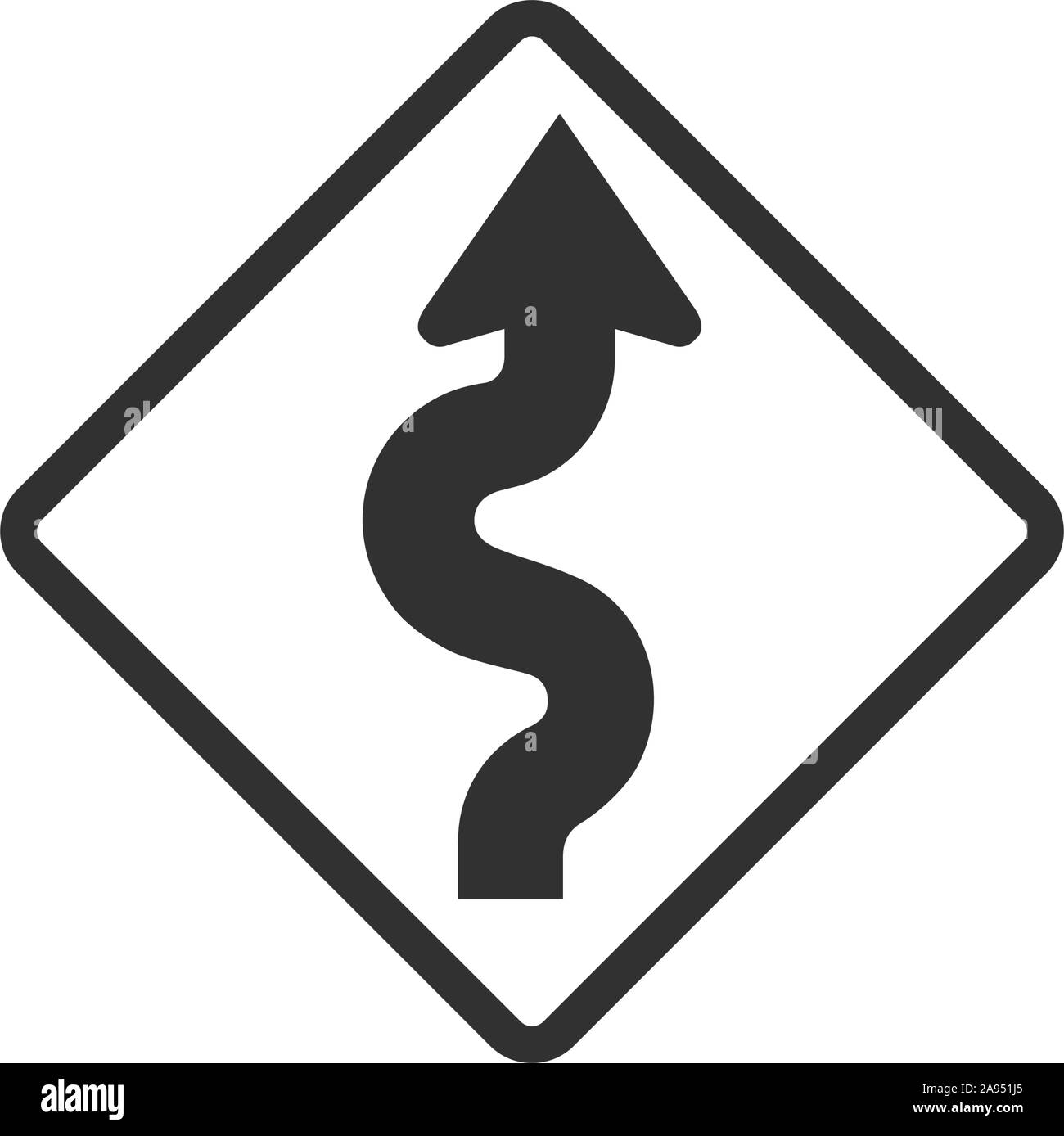 Right Winding Road Traffic sign. Stock Vector illustration isolated on ...