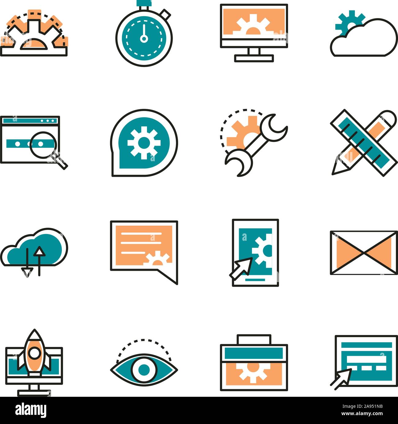 web development icons collection vector illustration line and fill Stock Vector Image & Art - Alamy