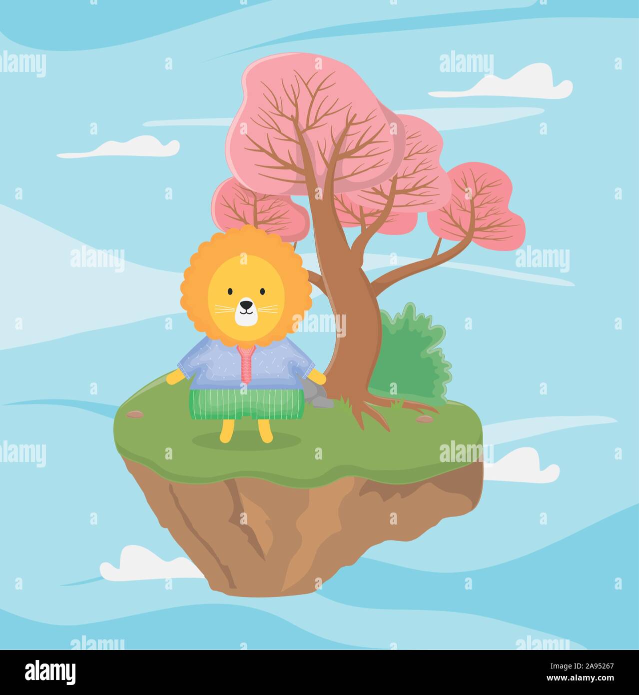 cute lion with sweater fantasy fairy tale vector illustration Stock ...