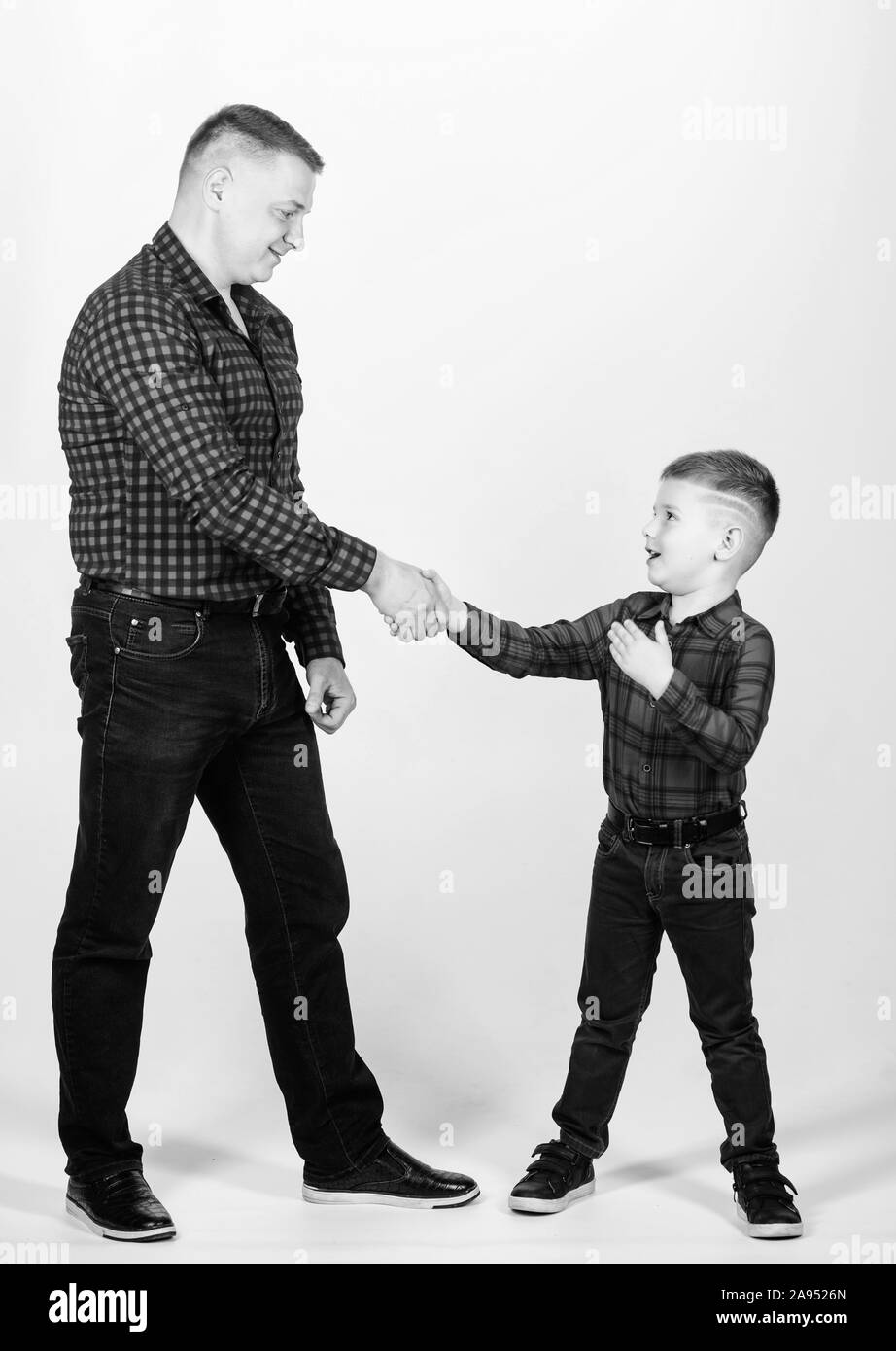 Dad and adorable child. Parenthood concept. Fathers day. Father example ...