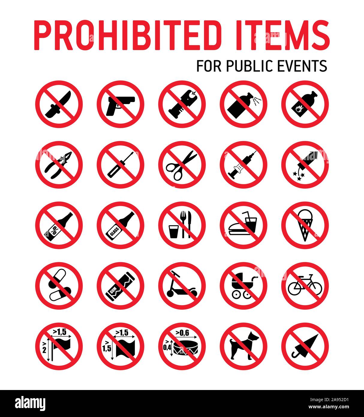 Prohibition signs vector set on white Stock Vector Image & Art - Alamy