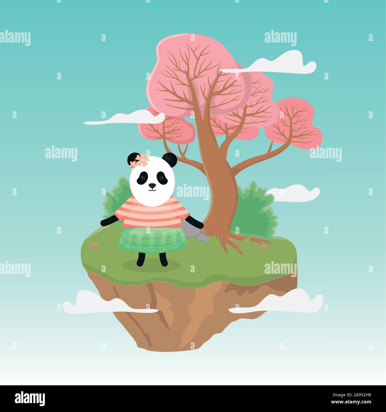 female panda with skirt and sweater fantasy fairy tale vector ...