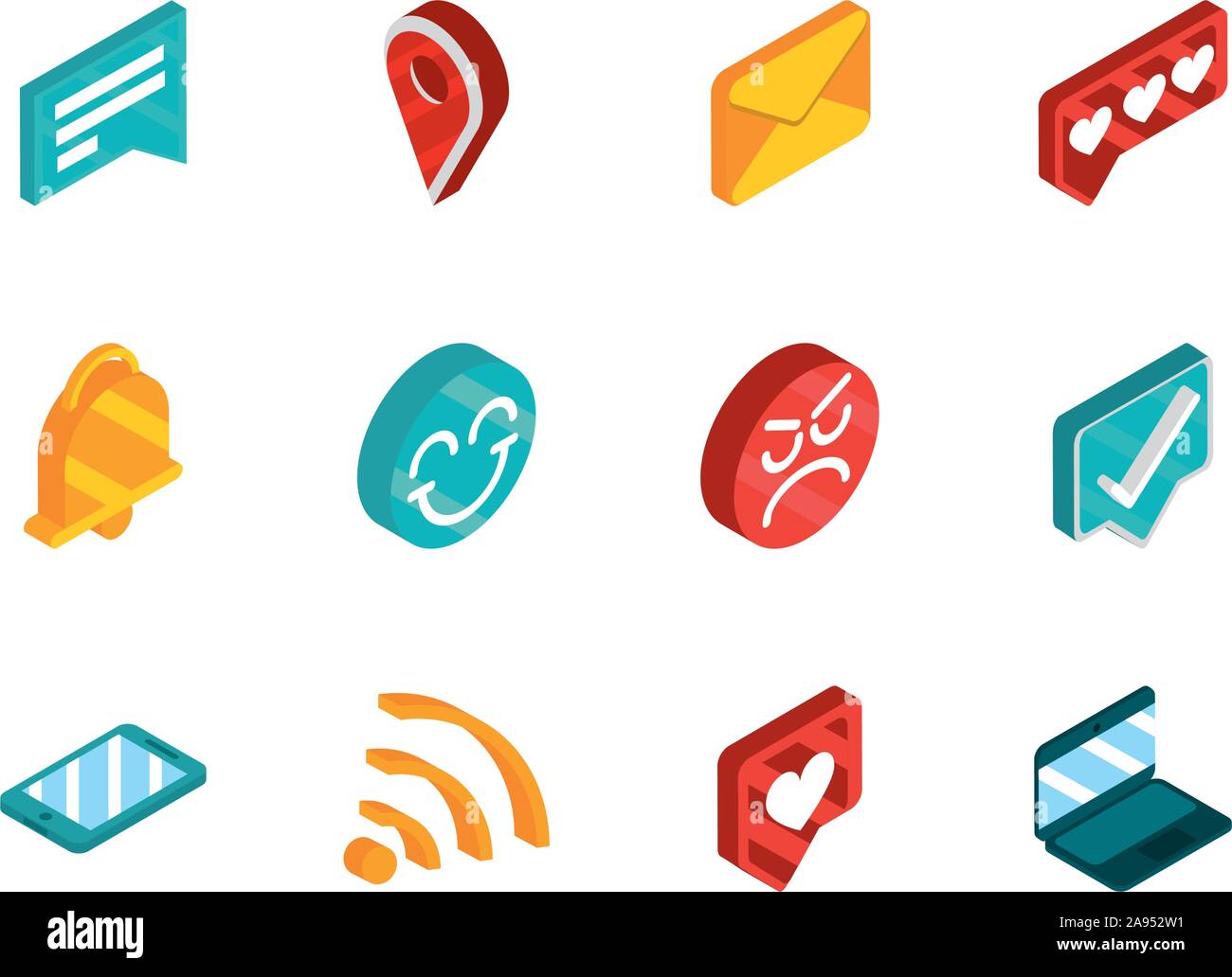 social media isometric icons collection vector illustration Stock ...