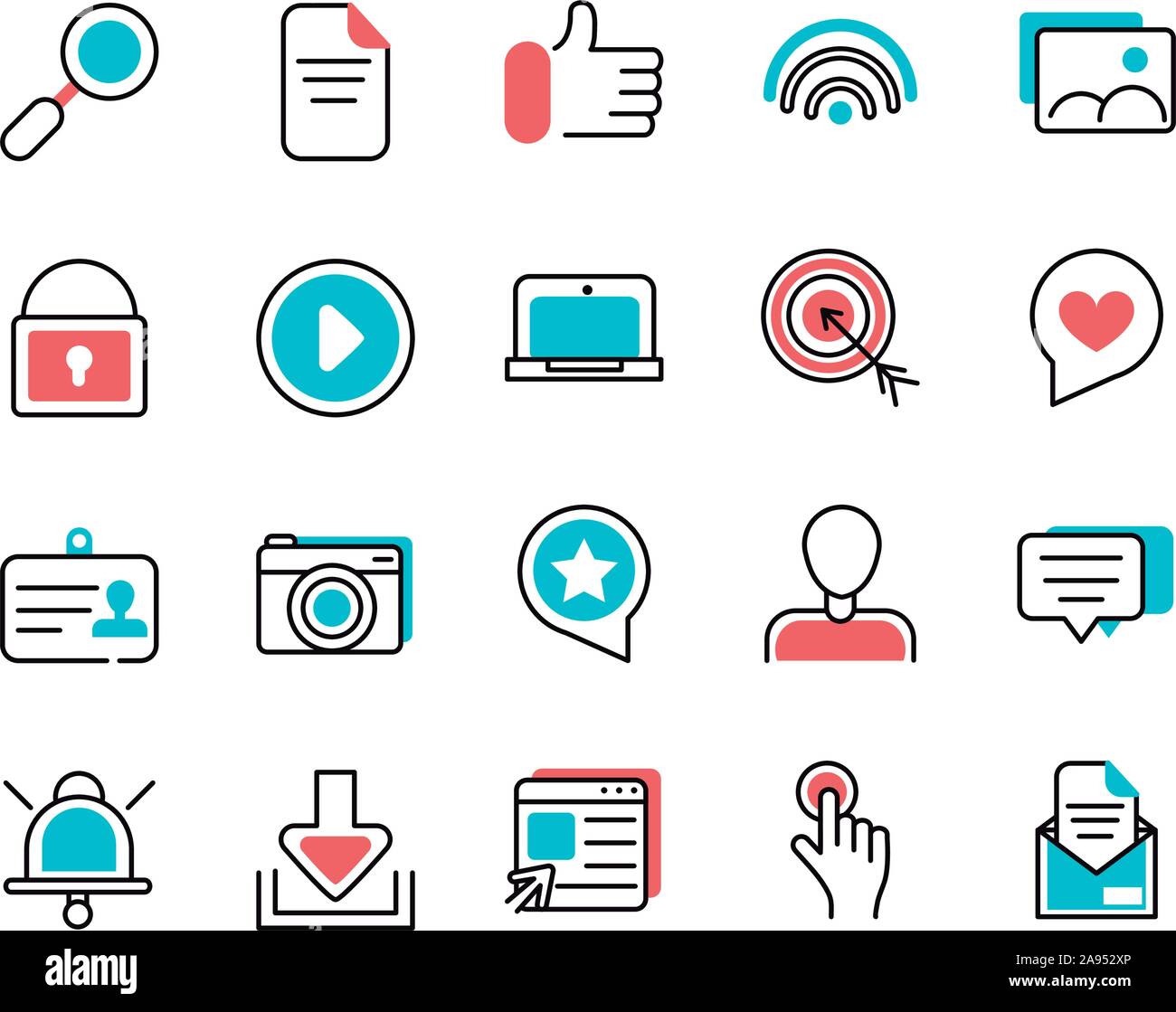 social media icons set line and fill vector illustration Stock Vector ...