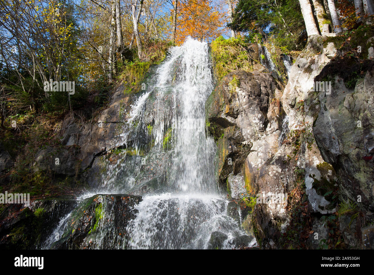 waterfalls in Le Hohwald in the vosges mountains in france in late ...