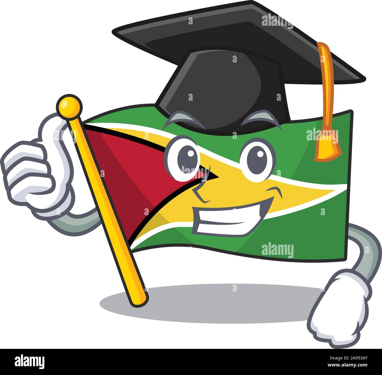 Flag guyana graduation hat flown on mascot pole Stock Vector Image ...