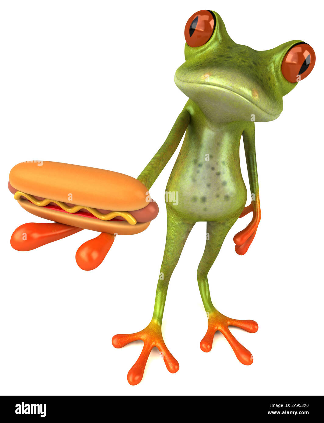 Fun frog - 3D Illustration Stock Photo - Alamy
