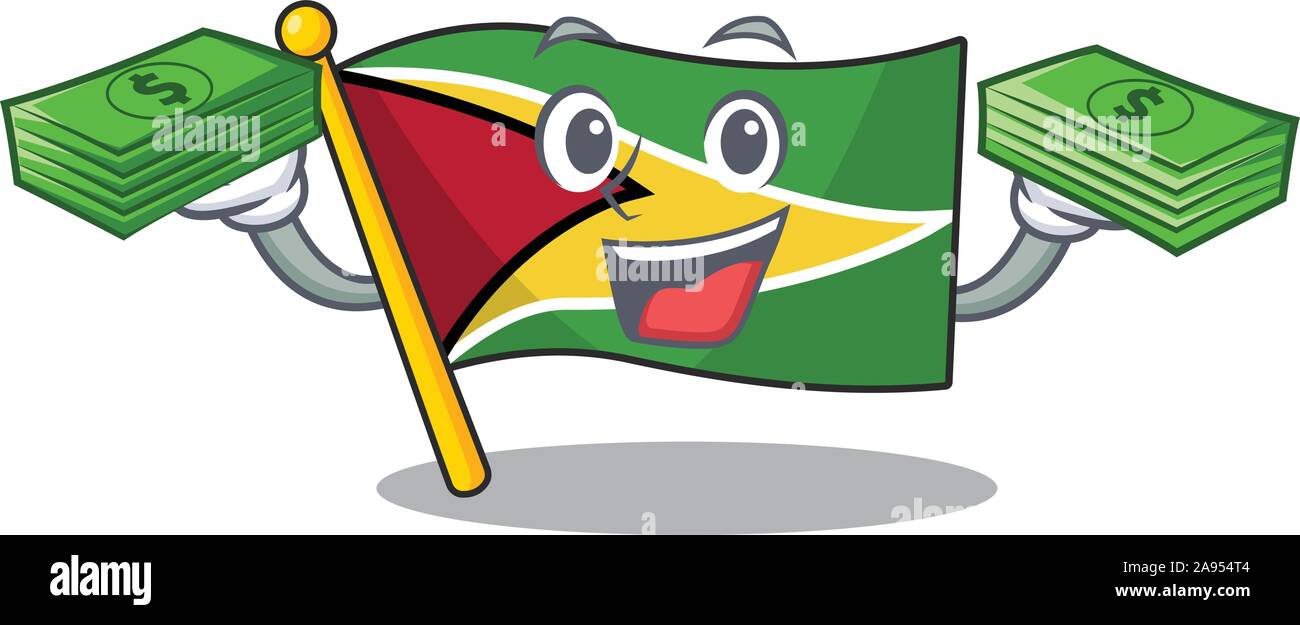 Holding money flag guyana as with cartoon design Stock Vector Image ...