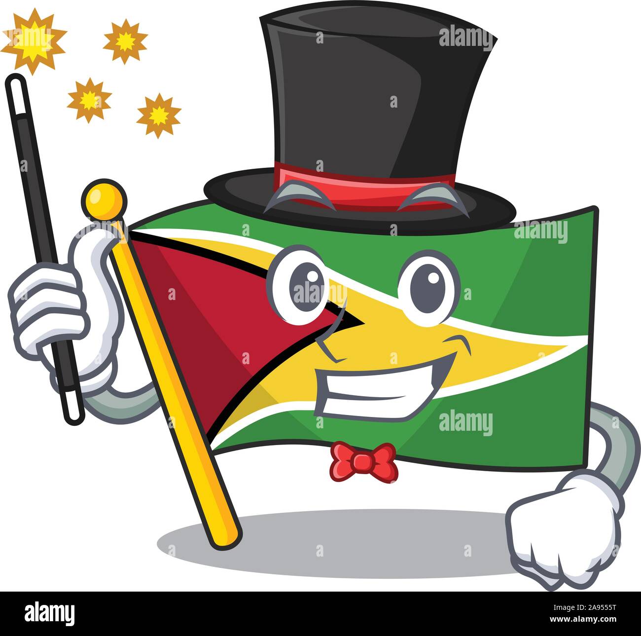 Confident flag guyana magician cartoon character style Stock Vector ...