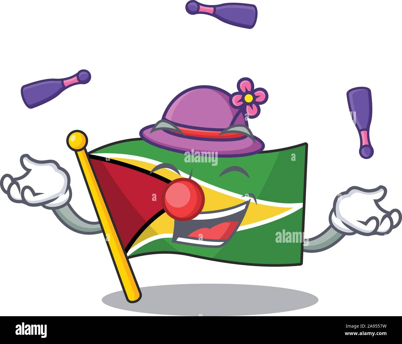 Confident flag guyana juggling cartoon character style Stock Vector ...