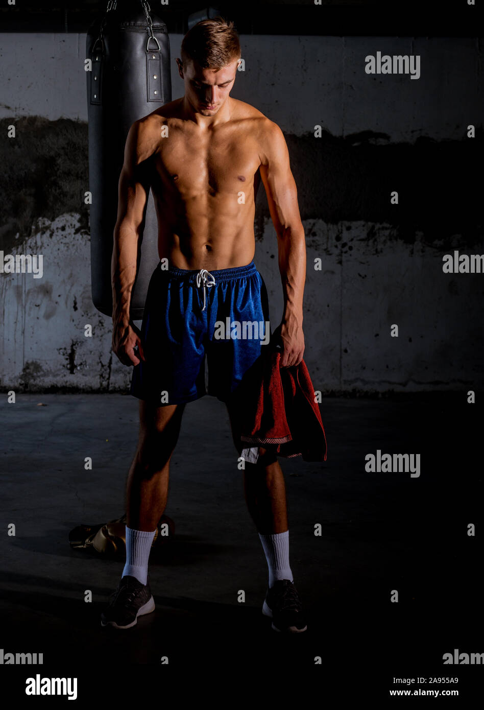 Handsome professional boxer after hardwork training Stock Photo - Alamy