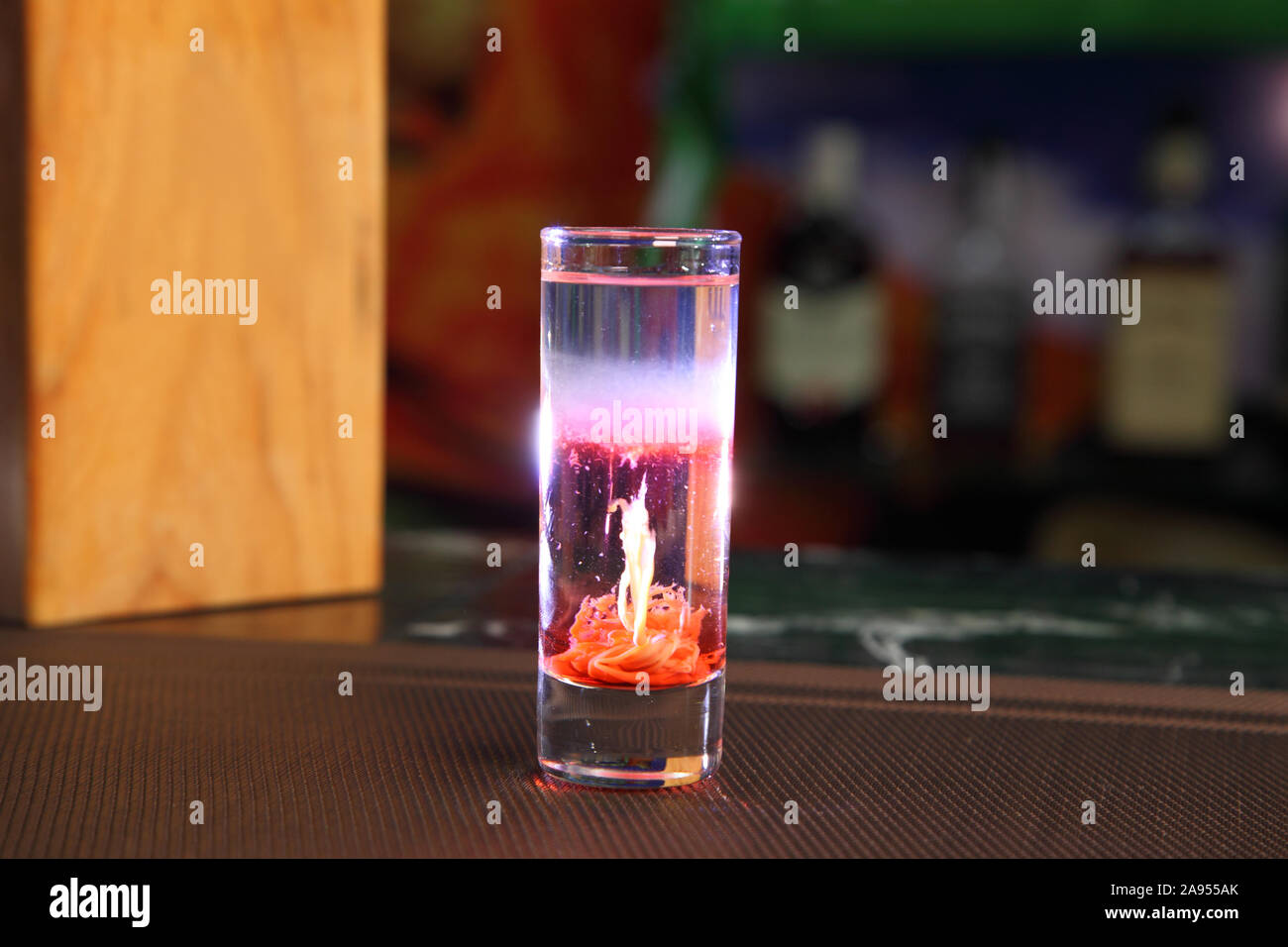 Alcoholic cocktail brain explosion.Shot brain explosion at the bar ...