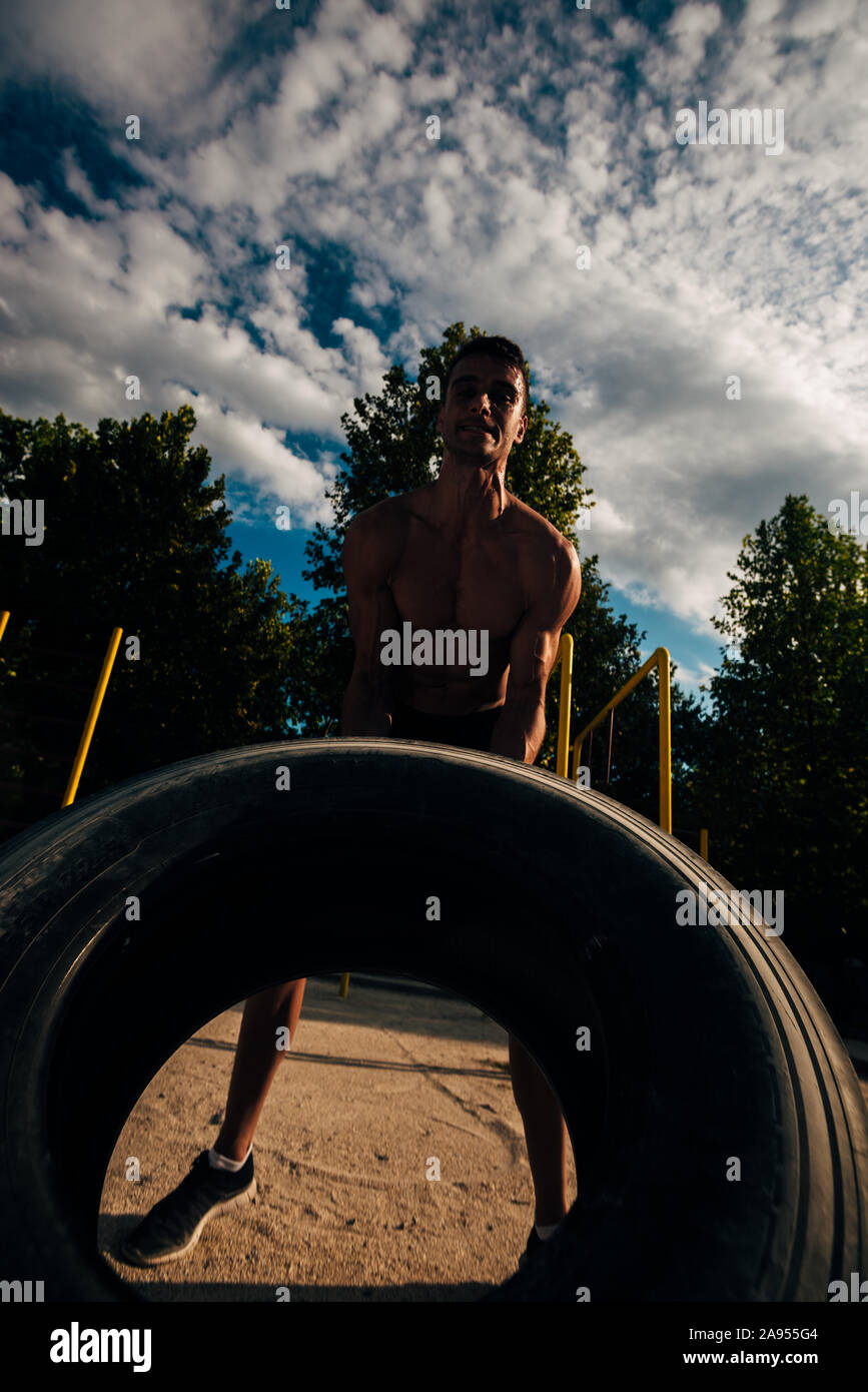 Single male model training and practicing hard. Concept of healthy ...