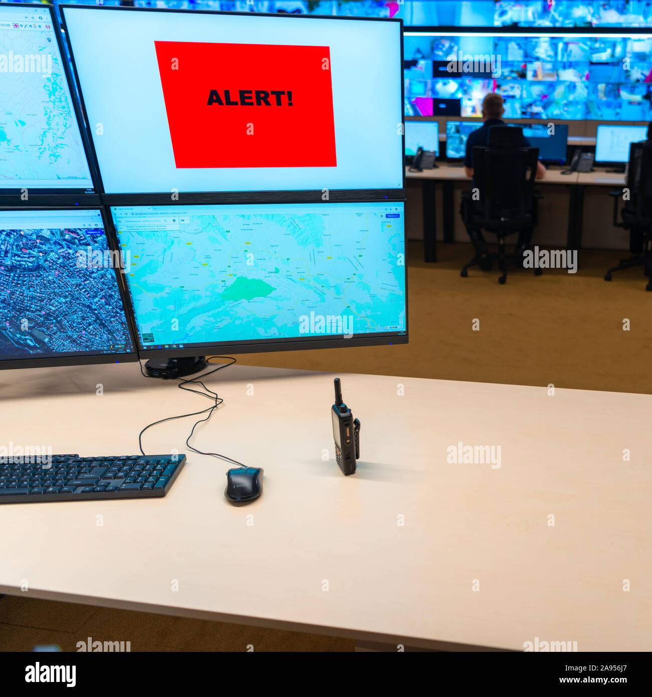 Control room monitors blurred hi-res stock photography and images - Alamy