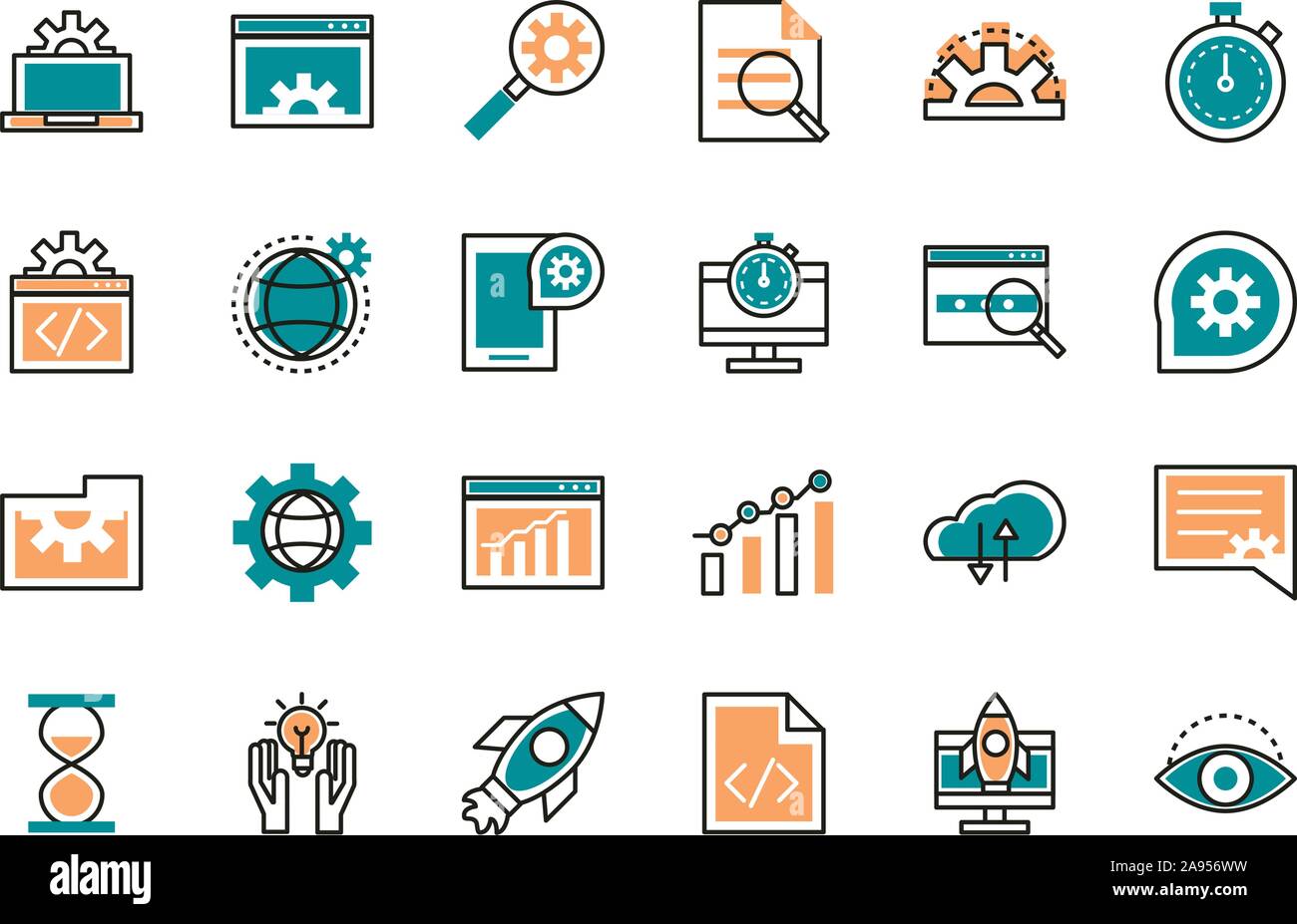 web development icons collection vector illustration line and fill Stock Vector Image & Art - Alamy