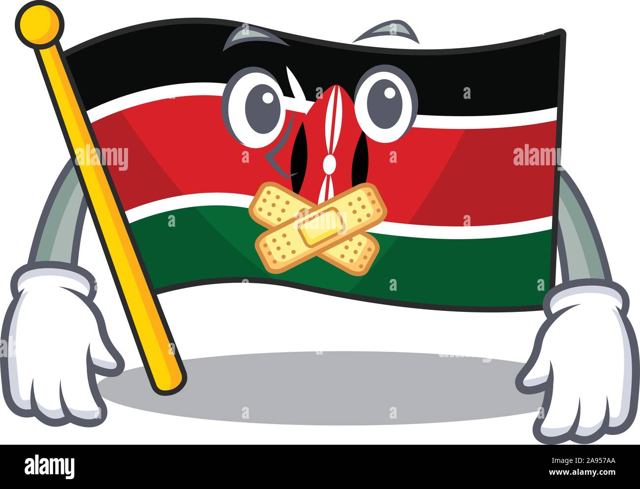 cute flag kenya character smiley silent cartoon Stock Vector Image ...