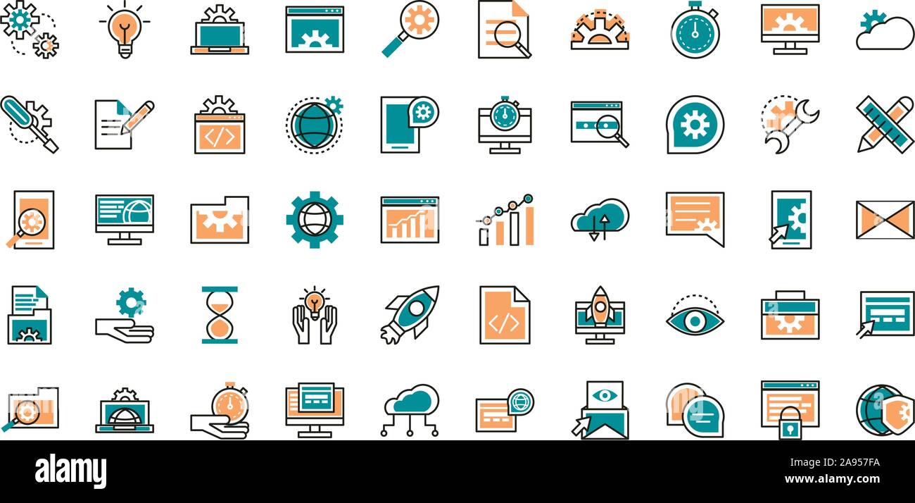 Web Development Icons Collection Vector Illustration Line And Fill
