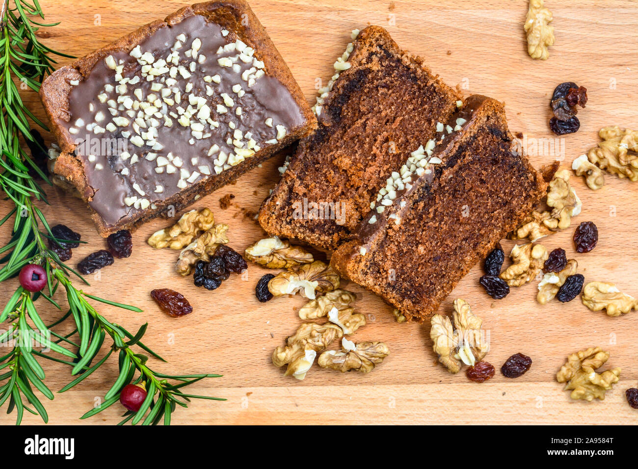 Chocolate cake with delicacies Stock Photo - Alamy