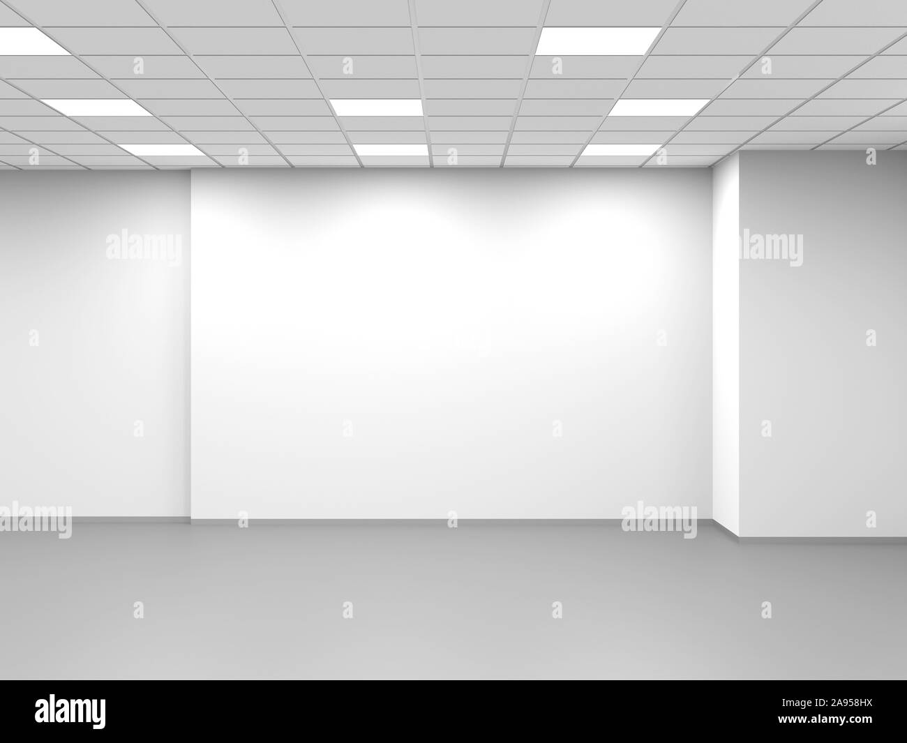Abstract white empty open space office interior background, 3d ...