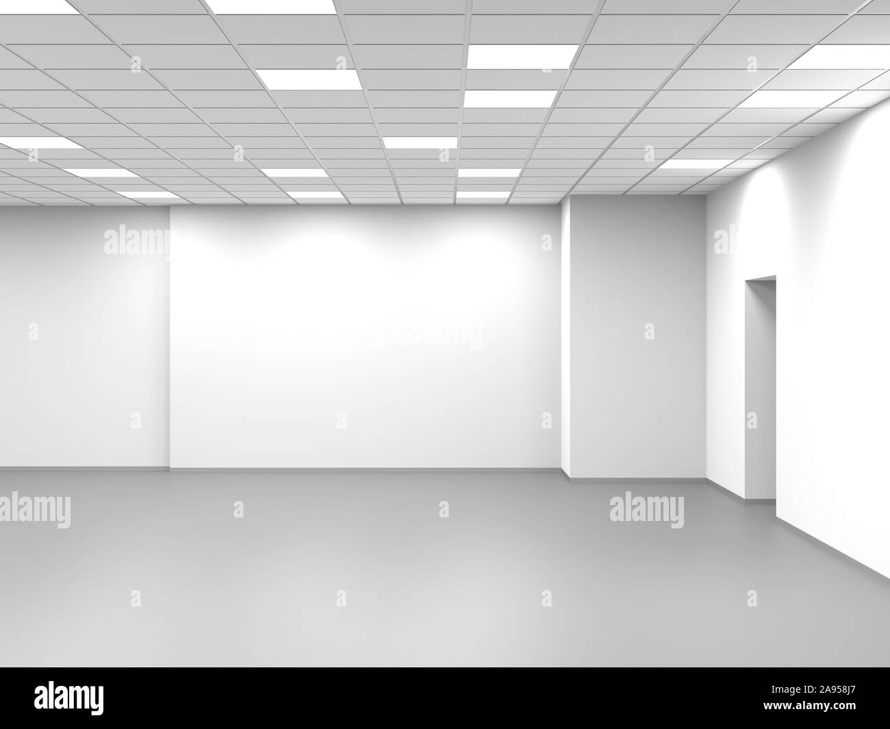 Abstract empty open space office, white interior background, 3d ...