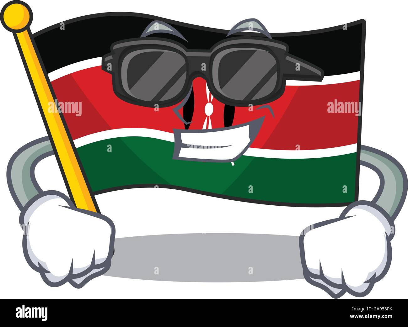 Flag kenya isolated super cool mascot on cartoon Stock Vector Image ...