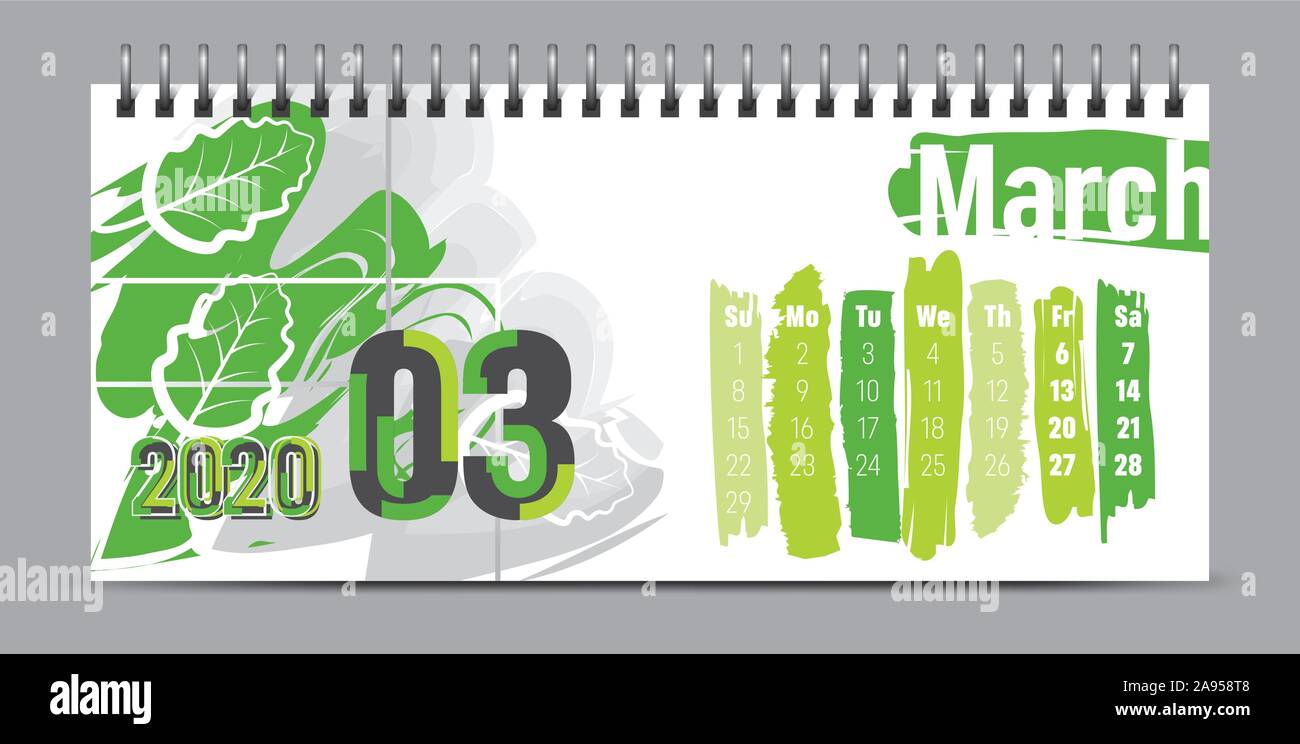 2020 calendar design, typography, illustration Stock Vector Image & Art ...