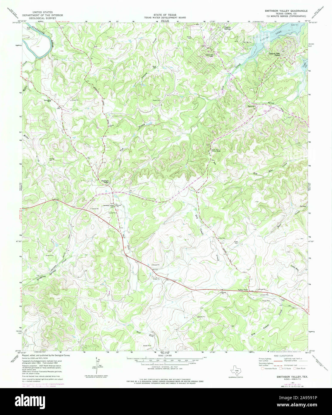 USGS TOPO Map Texas TX Smithson Valley 121463 1964 24000 Restoration ...