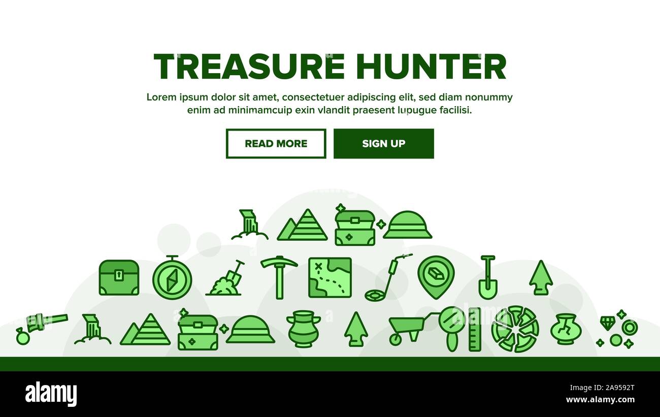 Treasure Hunter Landing Header Vector Stock Vector Image & Art - Alamy