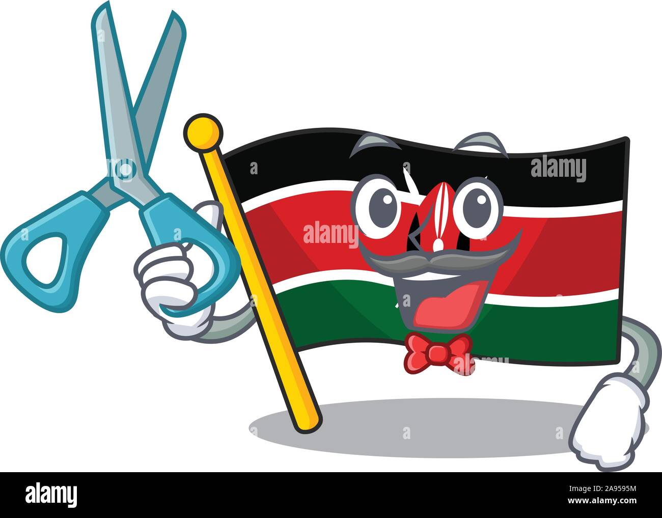 Flag kenya barber cartoon with character happy Stock Vector Image & Art ...