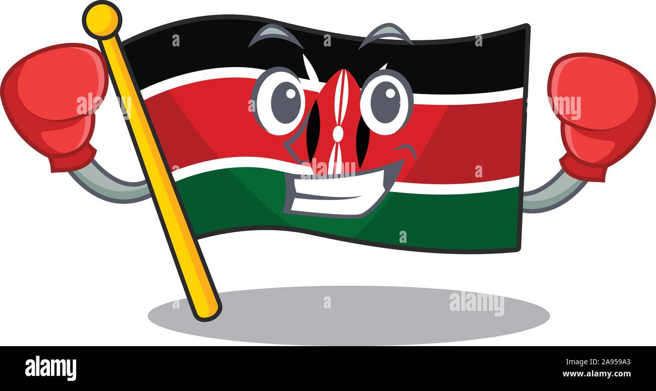 Flag kenya boxing cartoon with character happy Stock Vector Image & Art ...