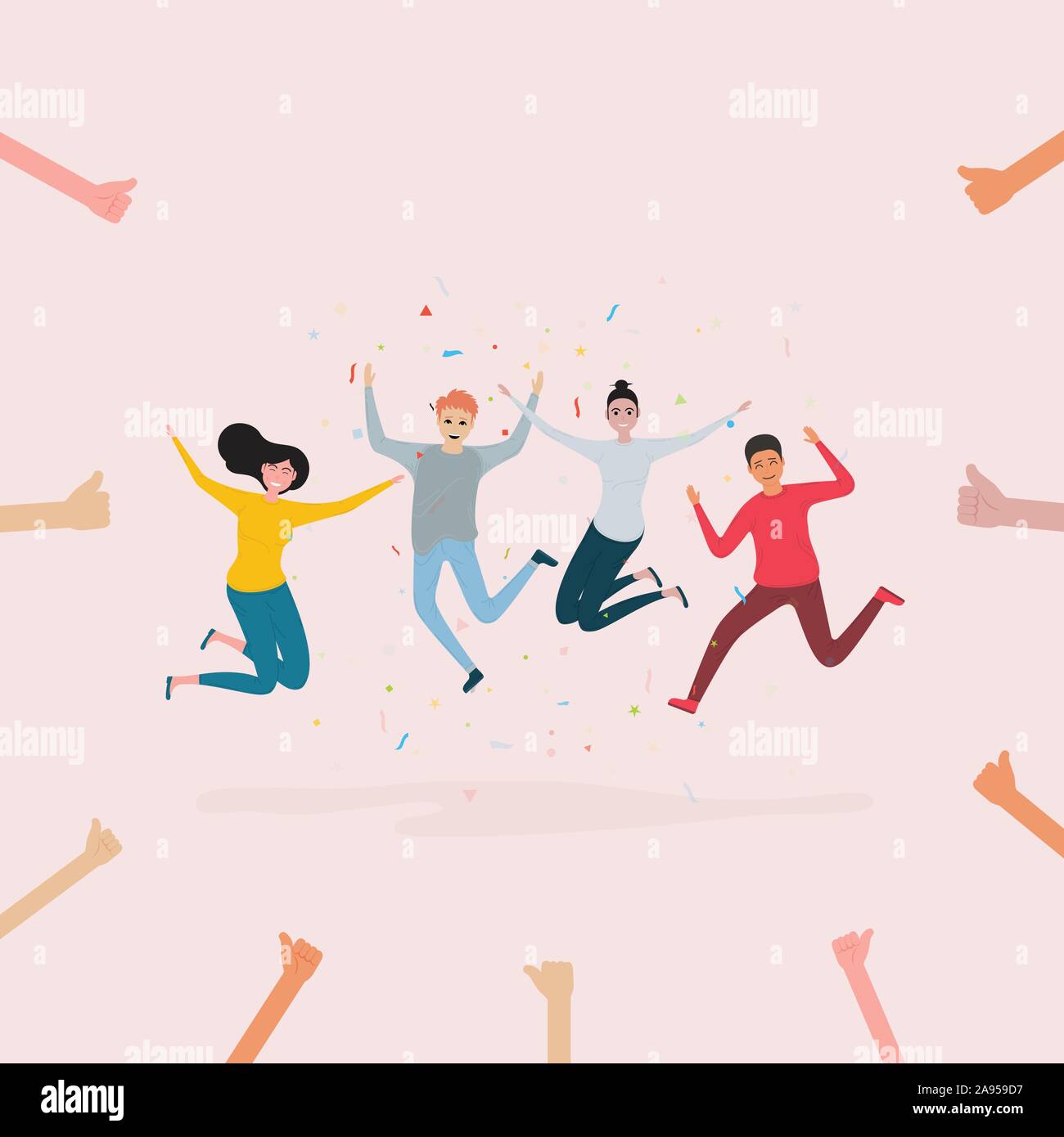 Achievement success thumbs up Stock Vector Images - Alamy