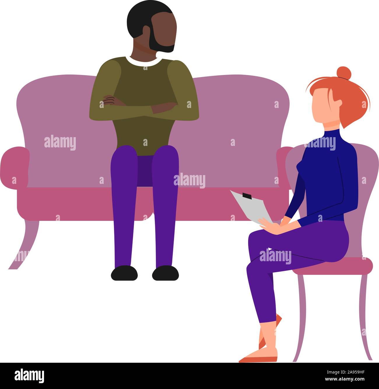 Female psychologist consulting male patient Stock Vector Images - Alamy