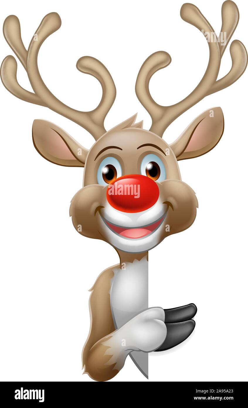 Cartoon christmas reindeer peeking around hi-res stock photography and ...
