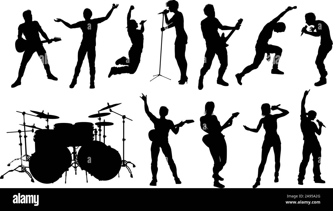 Rock or Pop Band Musicians Silhouettes Stock Vector Image & Art - Alamy