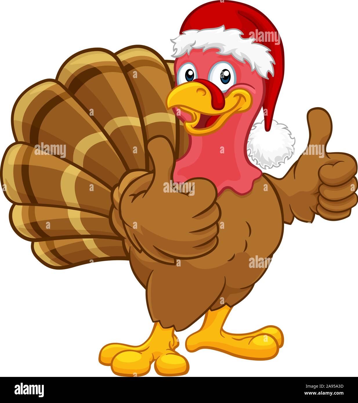 Turkey In Santa Hat Christmas Thanksgiving Cartoon Stock Vector Image ...