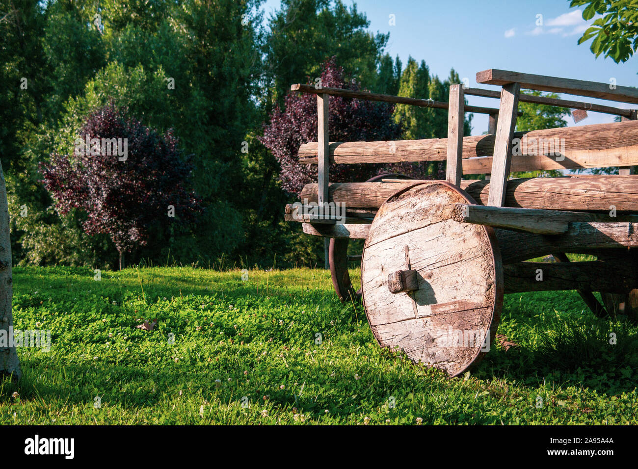 Old wooden ox cart hi-res stock photography and images - Alamy