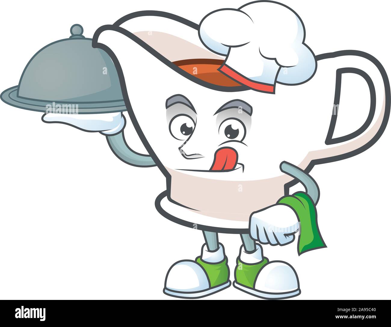 Gravy boat for dish with chef holding food mascot Stock Vector Image ...