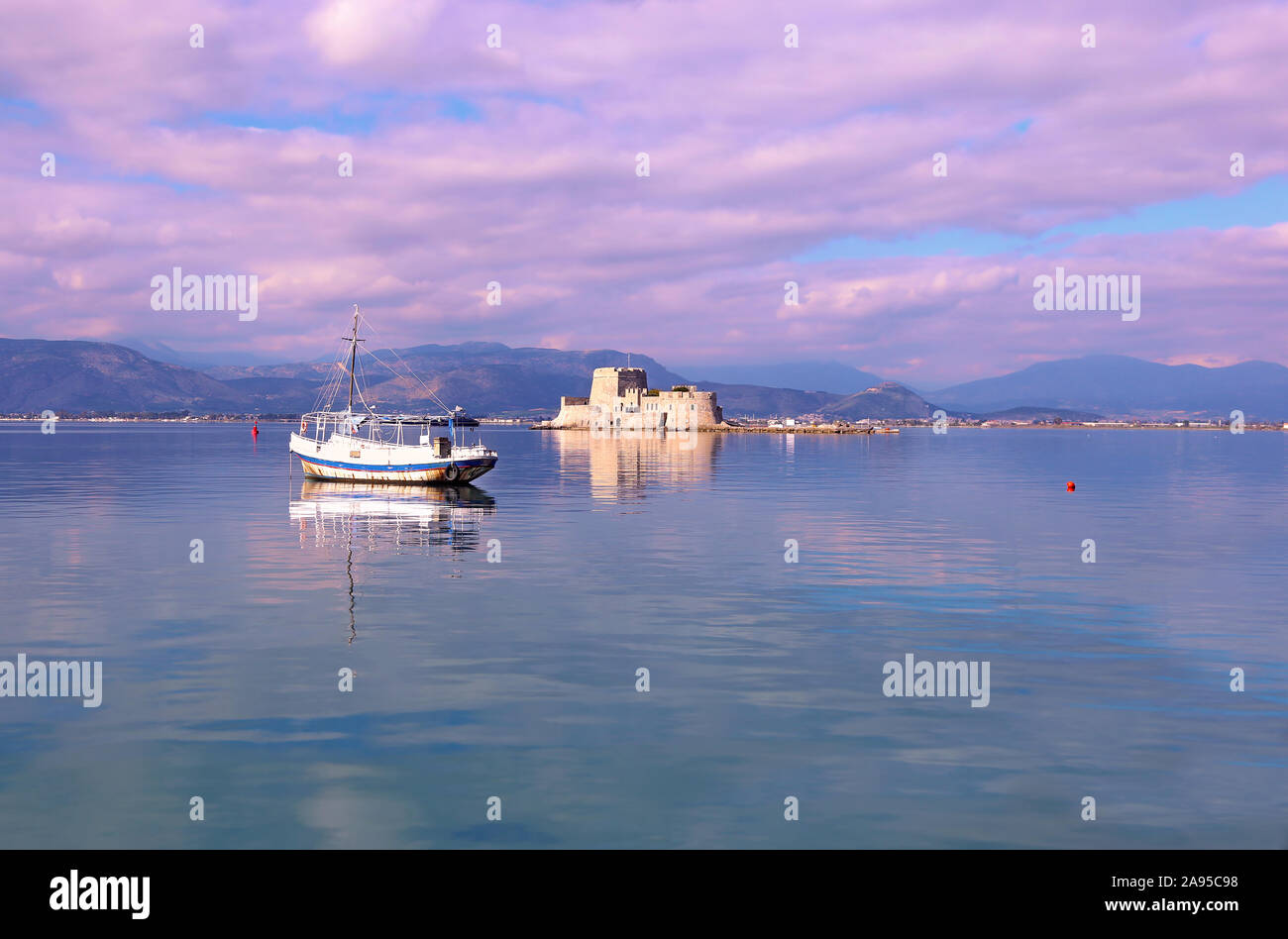 landscape of Nafplio Argolis Greece - traditional fishing boat ...