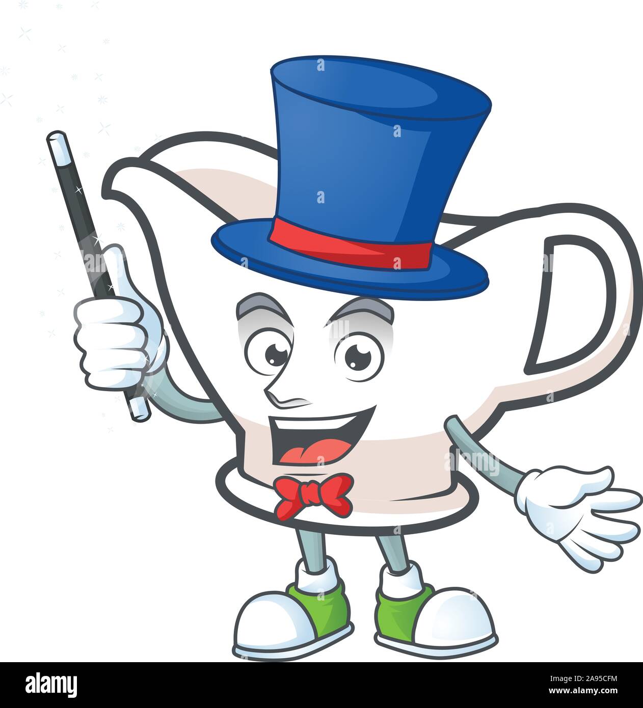 Gravy boat with character mascot shape magician Stock Vector Image ...