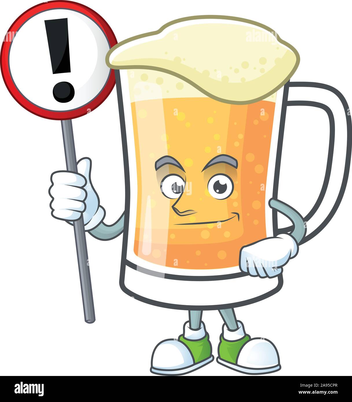 Cute mug of beer with sign warning mascot Stock Vector Image & Art - Alamy